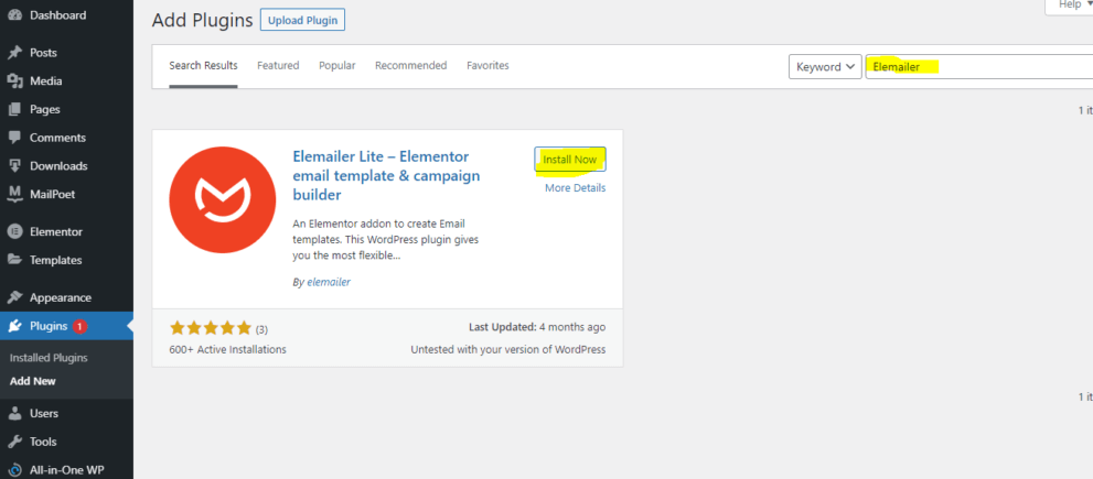 Installing Plugin | Elemailer