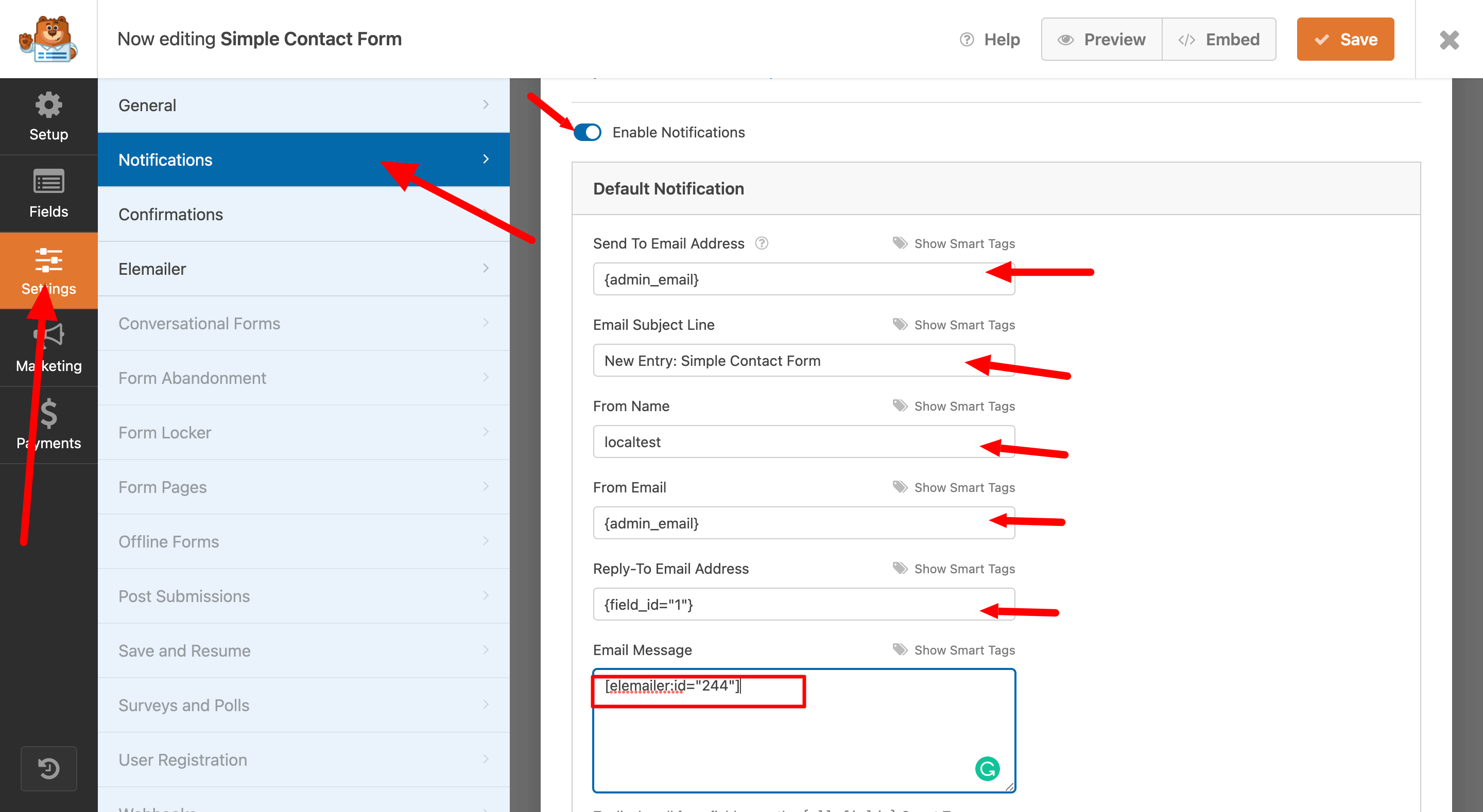 Customize Email Notification Template Of WPForms Elemailer