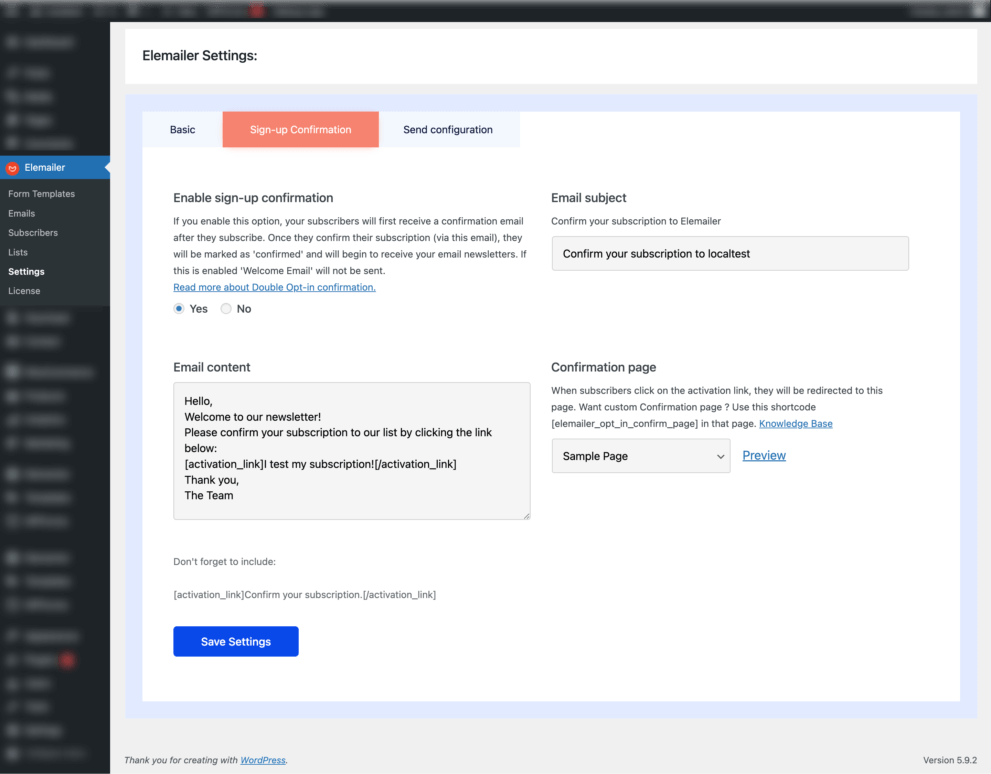 Configure Elemailer Default Settings | Elemailer